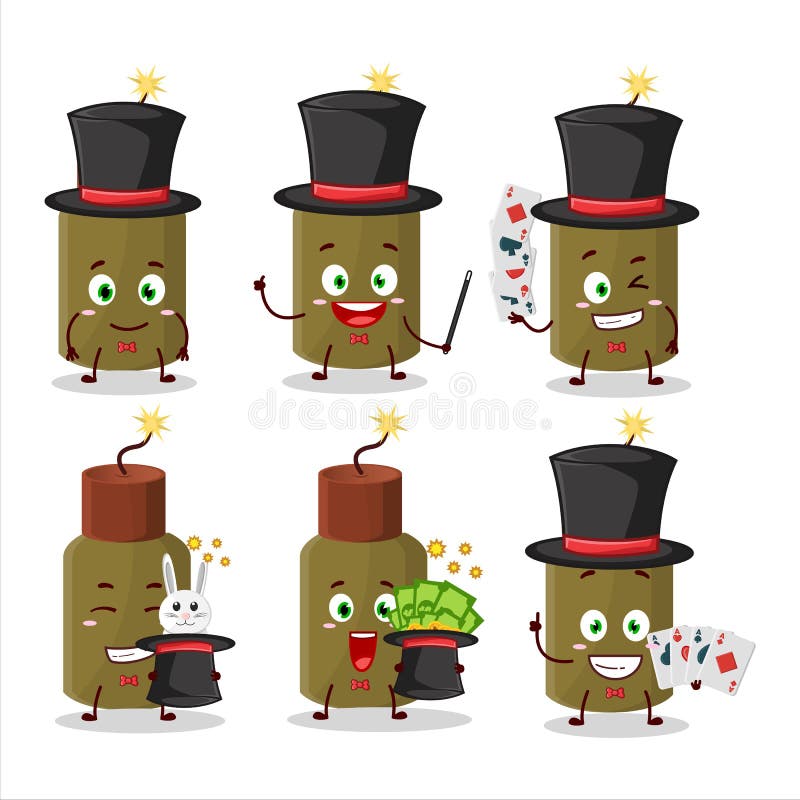 A Firecracker Explosive Magician Cartoon Character Perform on a Stage ...