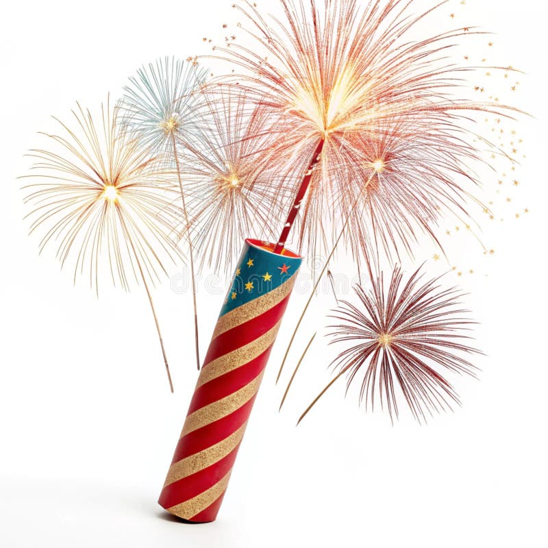 Firecracker Fireworks Party on White Background Stock Illustration ...