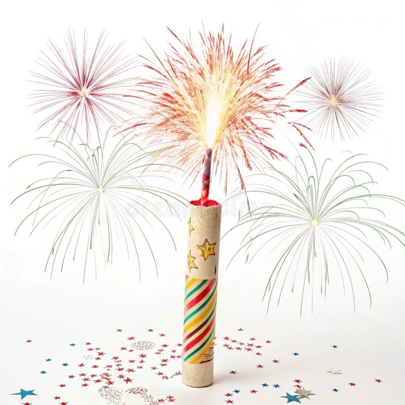 Firecracker Fireworks Party on White Background Stock Illustration ...