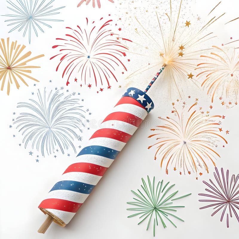 Firecracker Fireworks Party Isolated on White Stock Illustration ...