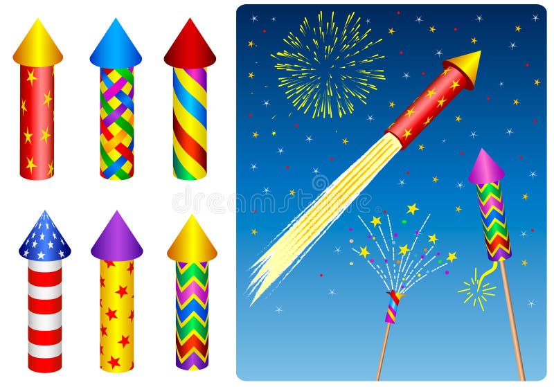 Firecracker, Fireworks, Rocket Stock Vector - Illustration of striped ...