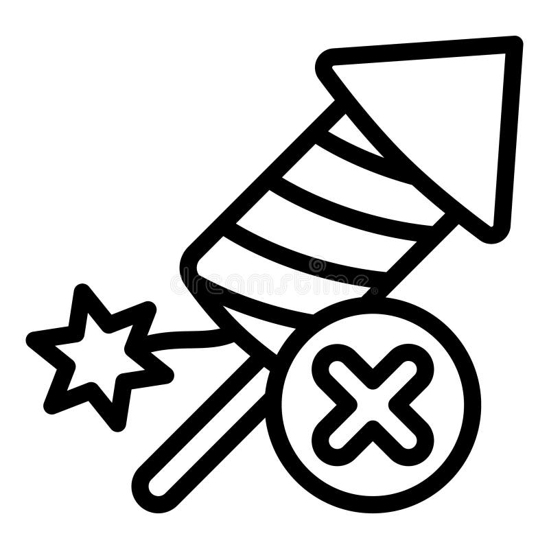Firecracker Rocket Stick Ban Line Icon, Prohibited Items Concept ...