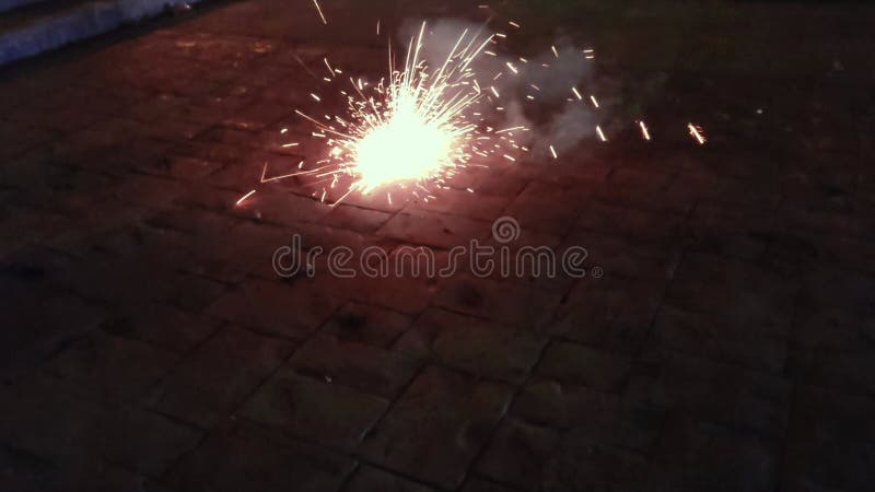 Firecracker Rose, Spinning on the Ground and Throws Warm Sparks. Stock ...