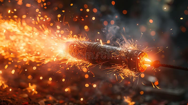 Firecrackers Being Set Off To Ward Off Evil Spirits Stock Illustration ...