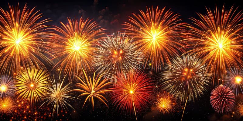 Firecrackers Burst Sequentially in the Night Sky Generative by AI Stock ...