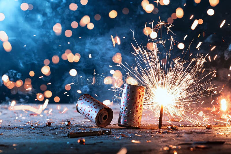 Firecrackers Explode in a Vibrant Illustration, Spreading Sparks and ...