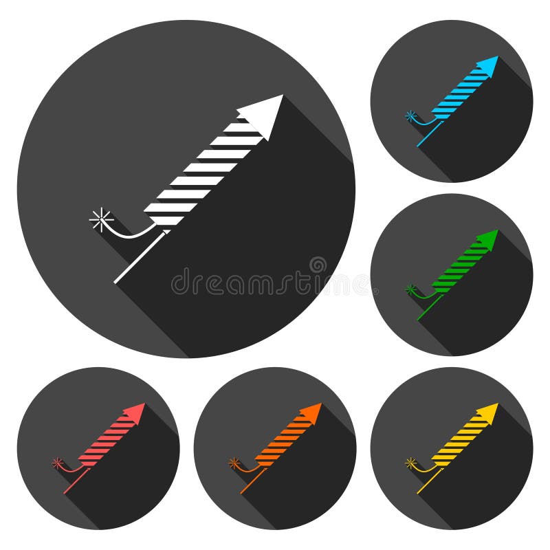 Firecrackers Icons Set with Long Shadow Stock Vector - Illustration of ...