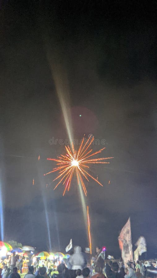 Firecrackers at Night Many People Stock Image - Image of night ...