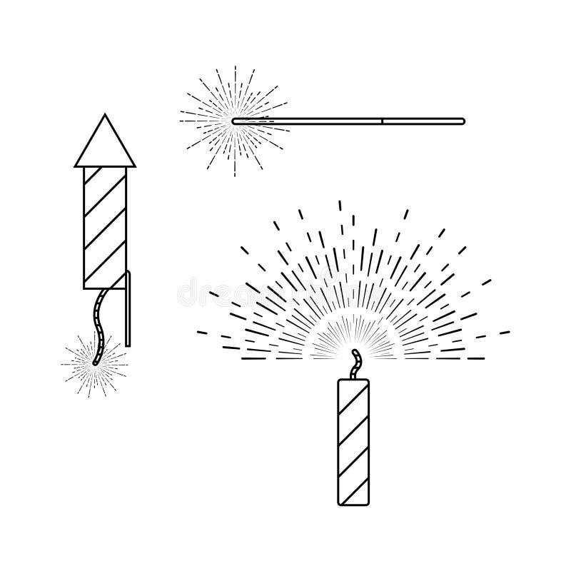 Firecrackers Outline Icon Illustration on White Background Stock Vector ...