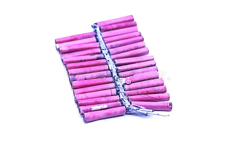 Firecrackers String Isolated On White Background Stock Photo - Image of ...