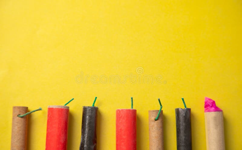 Firecrackers on the Yellow Background Stock Photo - Image of design ...