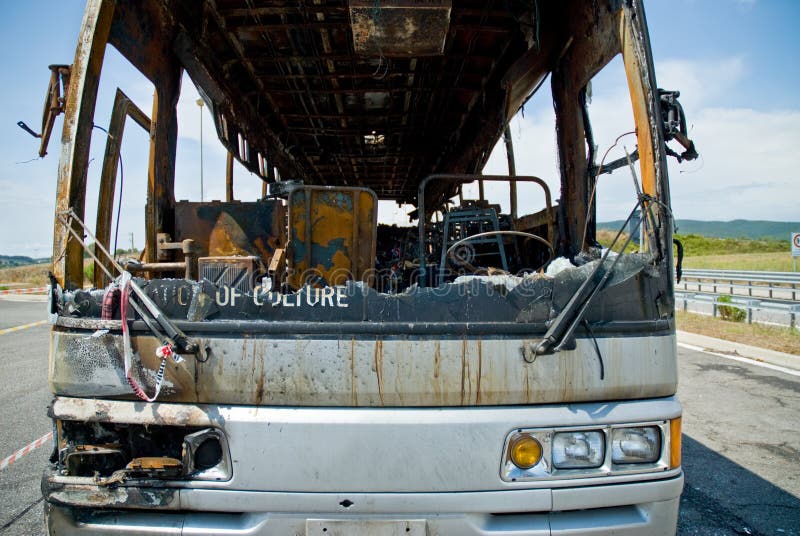 Fired bus stock image. Image of mishap, event, burned - 8379585