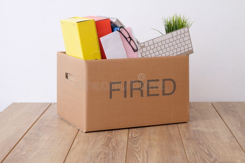 Fired businessman box stock photo. Image of dismissed - 75143254