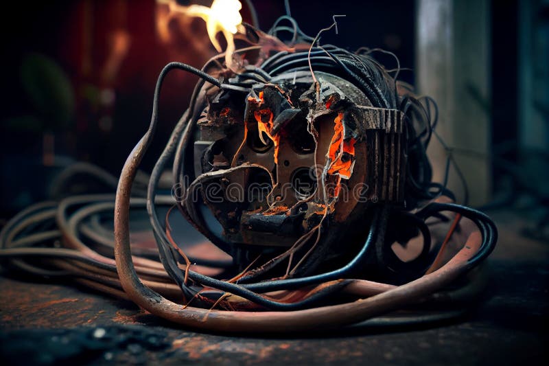 Fired Copper Wiring, Lump with Burnt Wires Illustration Generative AI ...