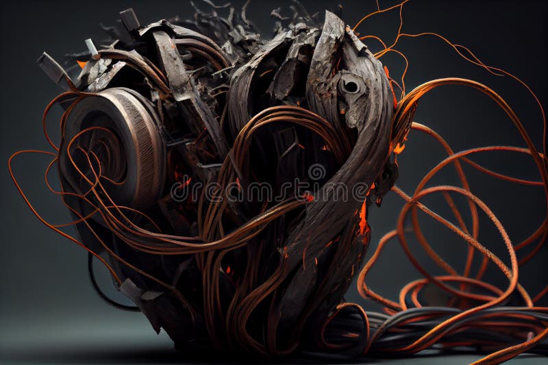 Fired Copper Wiring, Lump with Burnt Wires Illustration Generative AI ...
