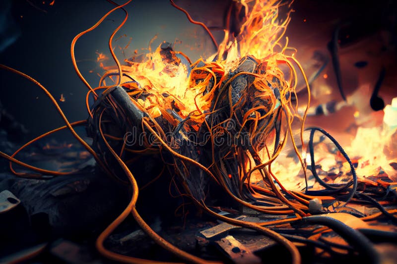Fired Copper Wiring, Lump with Burnt Wires Illustration Generative AI ...