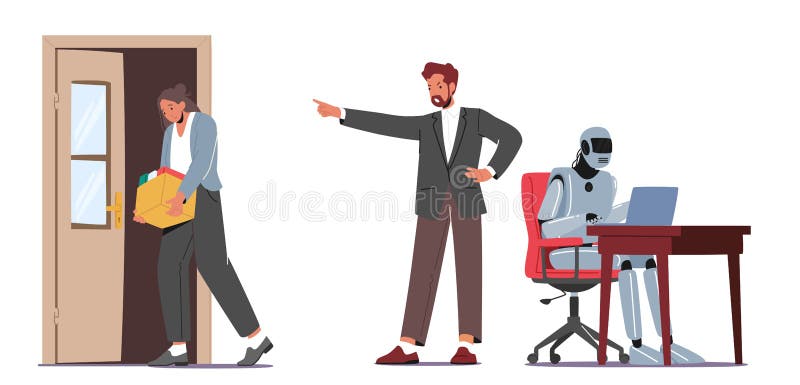 Fired Employee Character Leave Office with Box. Boss Dismiss Worker ... Fired Employee Character Leave Office with Box. Boss Dismiss Worker ...