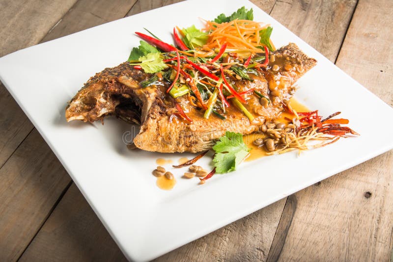 Fired fish stock photo. Image of grilled, cooking, lunch - 69088630