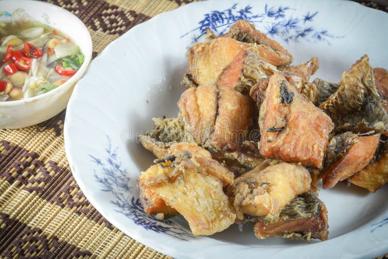 Fired fish with fish sauce stock photo. Image of cooked - 63535158