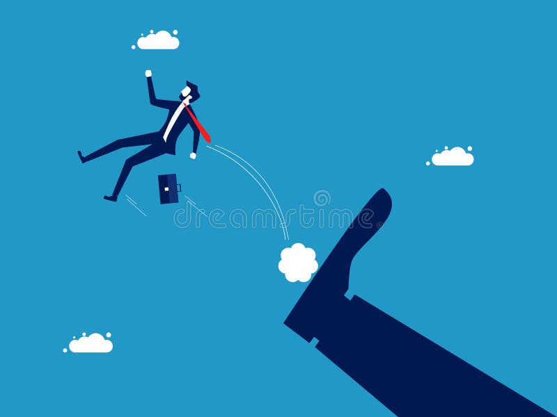 Fired or Lost Job. Giant Foot Kicks Businessman Stock Vector ...