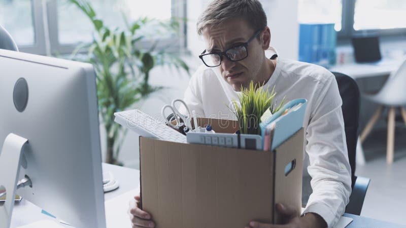 Fired Office Worker Leaving the Office Stock Image - Image of economy ...
