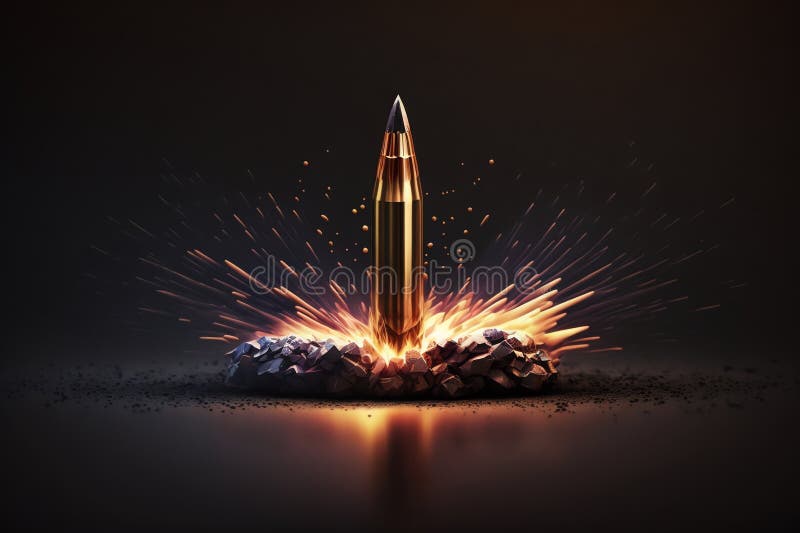 Fired Projectile Flying with Fire Traces. Generative AI. Stock ...