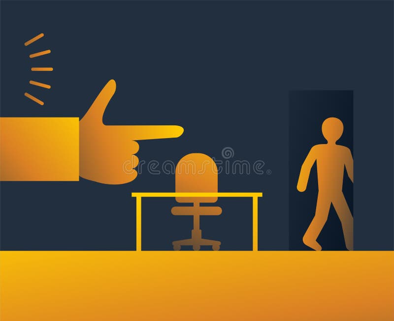 Fired - Screaming Boss Shows Worker To Exit Door Stock Vector ...