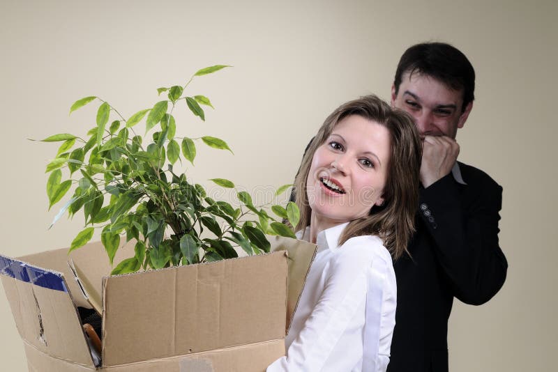 Fired Woman and Boss Smiling in Background Stock Image - Image of ...