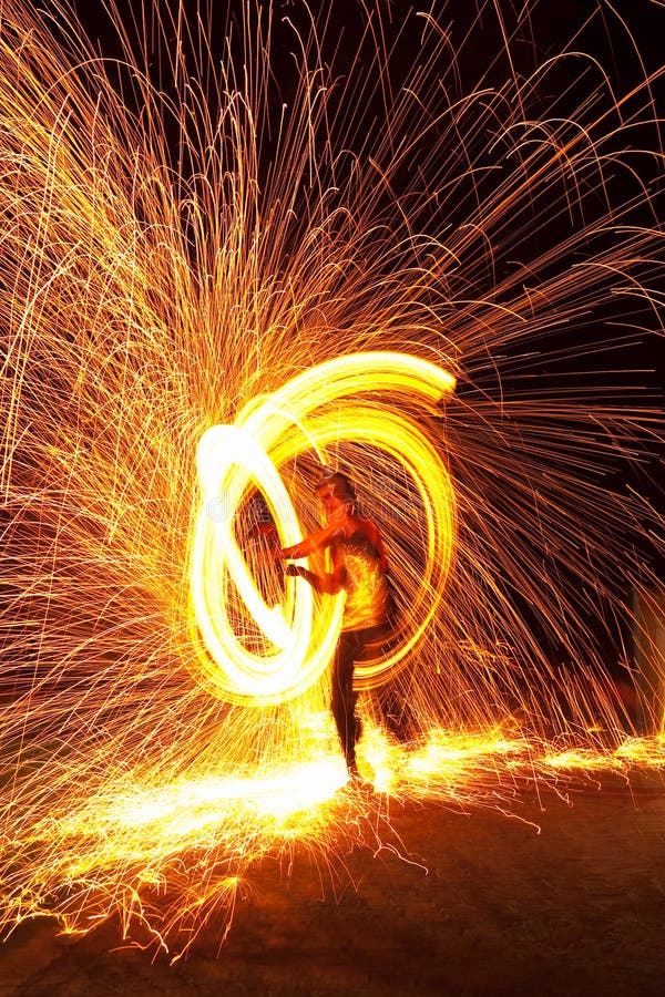 Fire streaks at night stock photo. Image of conceptual - 1073218