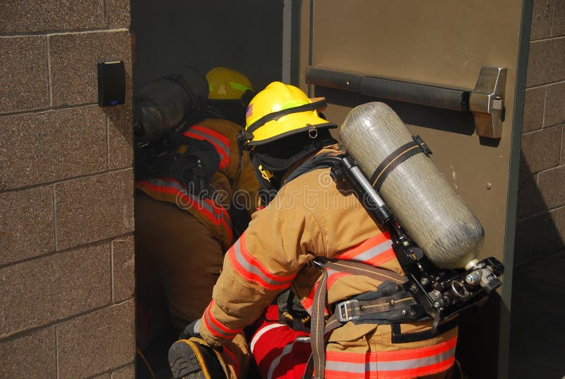 Firefigher and smoke stock photo. Image of bunker, structure - 43552822