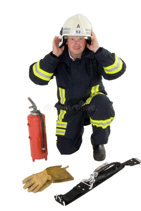 Fireman stock image. Image of alone, fireman, emergency - 1558103