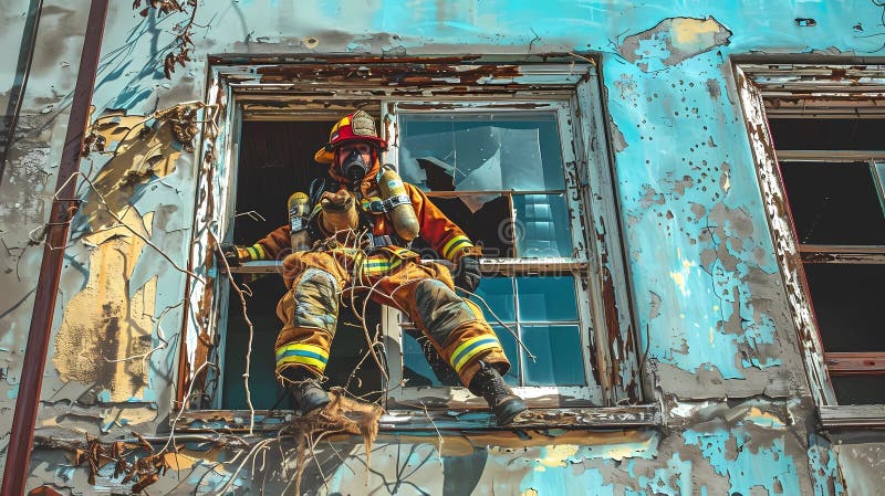 Firefighter in Action, Fire Fighting Concept, Firefighters Fighting a ...