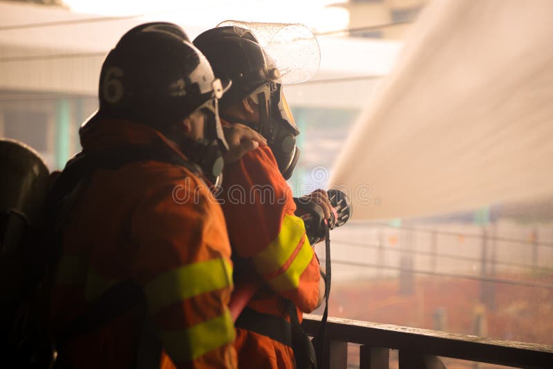 Firefighters Inside the Fire Stock Image - Image of protection, gear ...