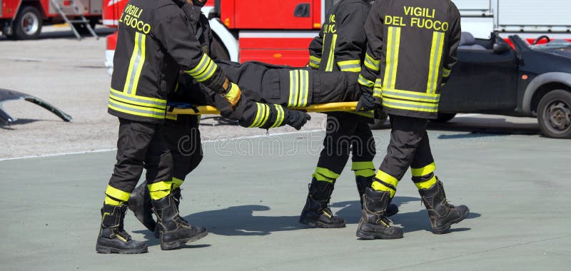 Firefighter in Action with Foam To Put Out the Fire Stock Image - Image ...