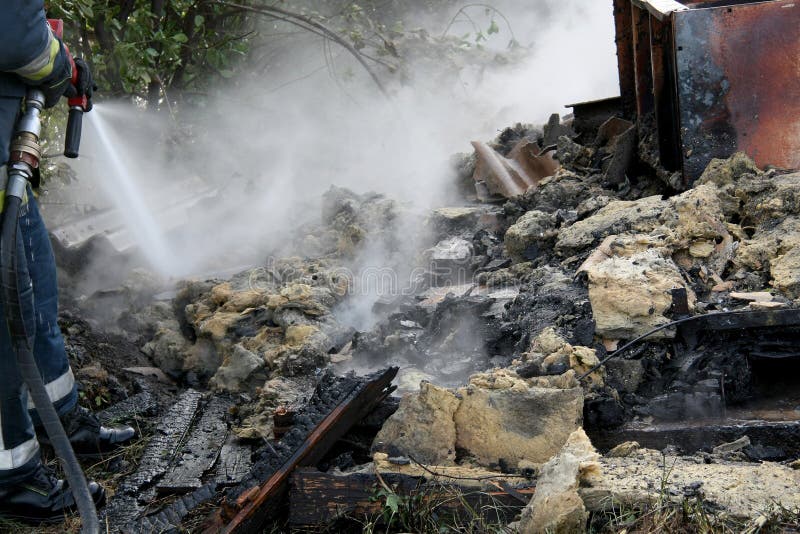 Firefighter in action stock image. Image of gasoline - 48654833