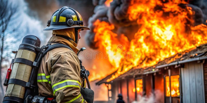 Firefighter in Action, Smoke and Flames, House Fire, Safety, Courage ...