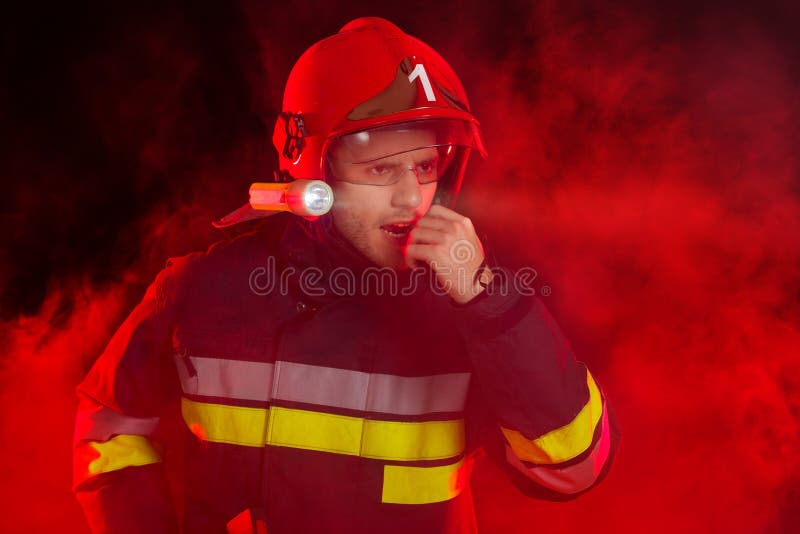 Sad fireman stock image. Image of action, firefighter - 7222645