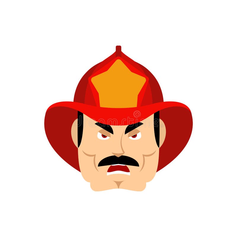 Firefighter Angry Emoji. Fireman Evil Emotions Stock Vector ...