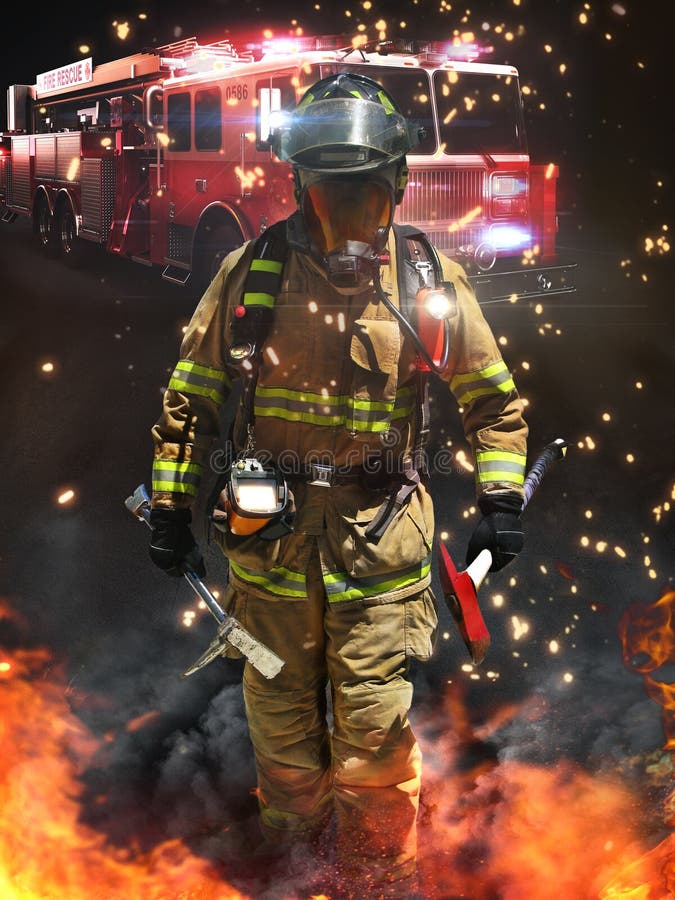 Firefighter Arriving on a Hazardous Scene Ready for Battle Editorial ...