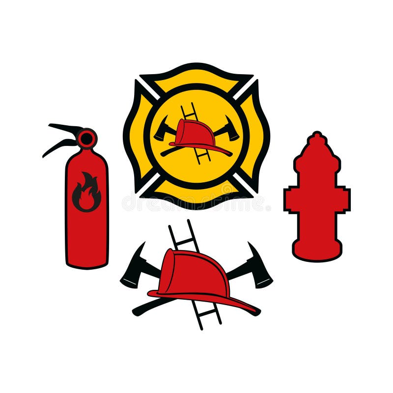Firefighter Simple Icon Set Vector Isolated on a White Background Stock ...