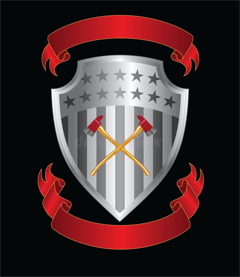 Firefighter Shield II stock vector. Illustration of flames - 24221807