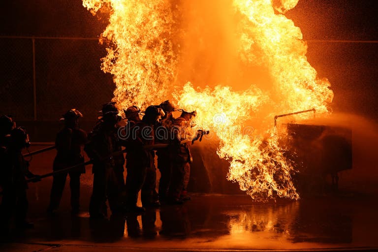 Firefighter Battle Heat Flame Stock Image - Image of attack, damages ...