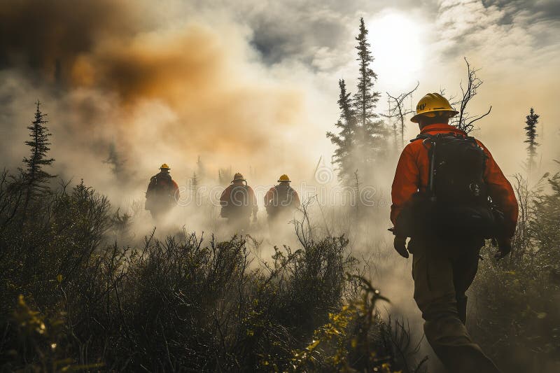 Firefighter Battling Intense Flames, Generative AI Stock Illustration ...