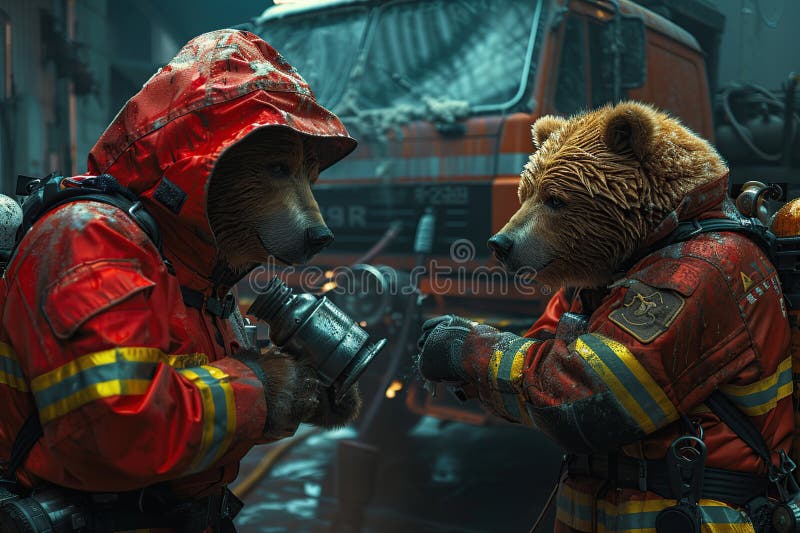 Firefighter Bears stock illustration. Illustration of heat - 334520901