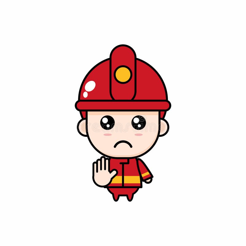 Cute Cartoon Firefighter Chib Vector Design Stock Vector - Illustration ...