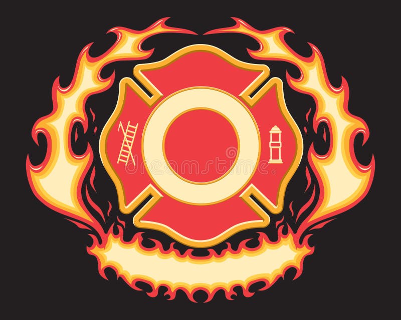 Firefighter Cross with Axes and Flames Stock Vector - Illustration of ...