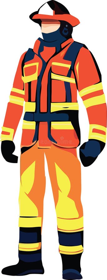 Firefighter on Duty in Uniform- Stock Vector - Illustration of standing ...