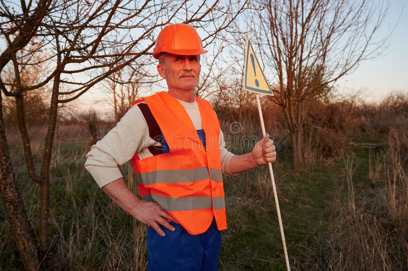 Firefighter Ecologist Working in Field with Wildfire. Stock Image ...