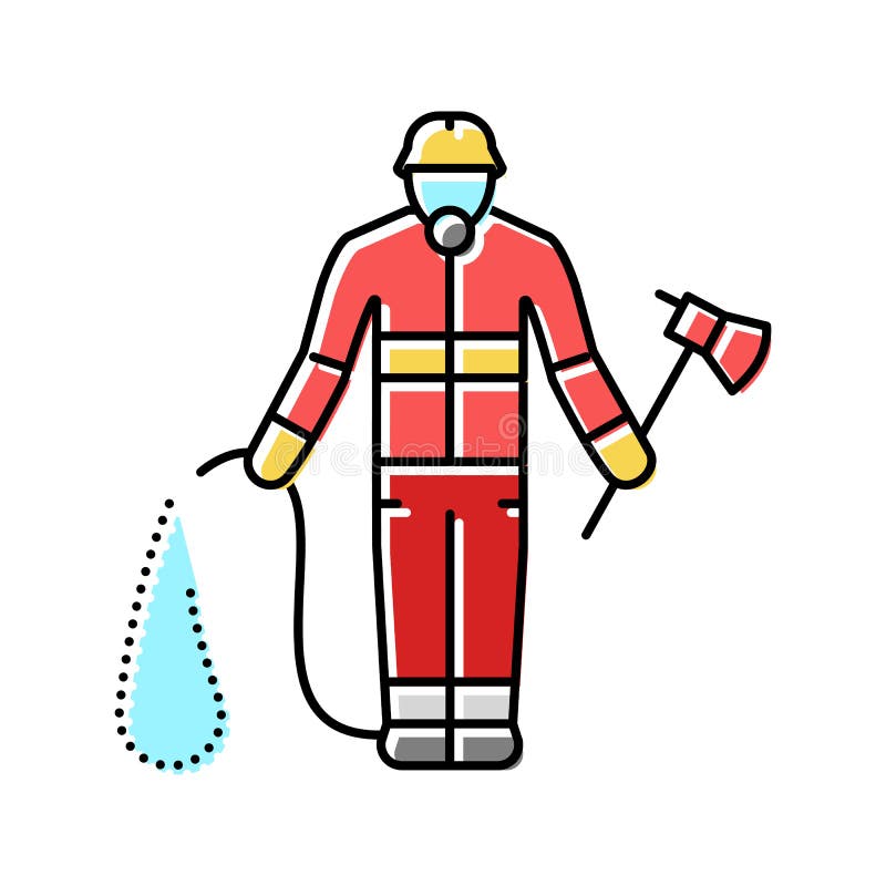 Firefighter Emergency Worker Color Icon Vector Illustration Stock ...
