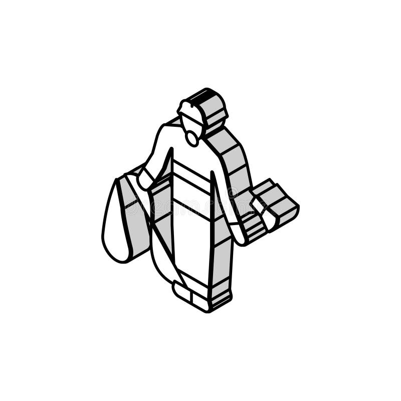 Firefighter Emergency Worker Isometric Icon Vector Illustration Stock ...